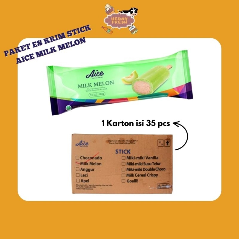Jual Paket Es Krim Stick Aice Milk Melon | Shopee Indonesia
