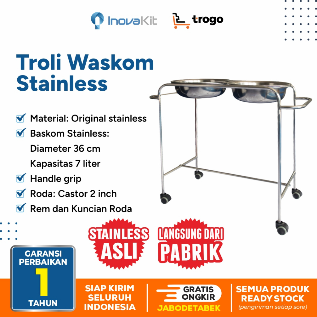 Jual Troli Waskom, Troly baskom, Trolley siben rumah sakit Stainless ...