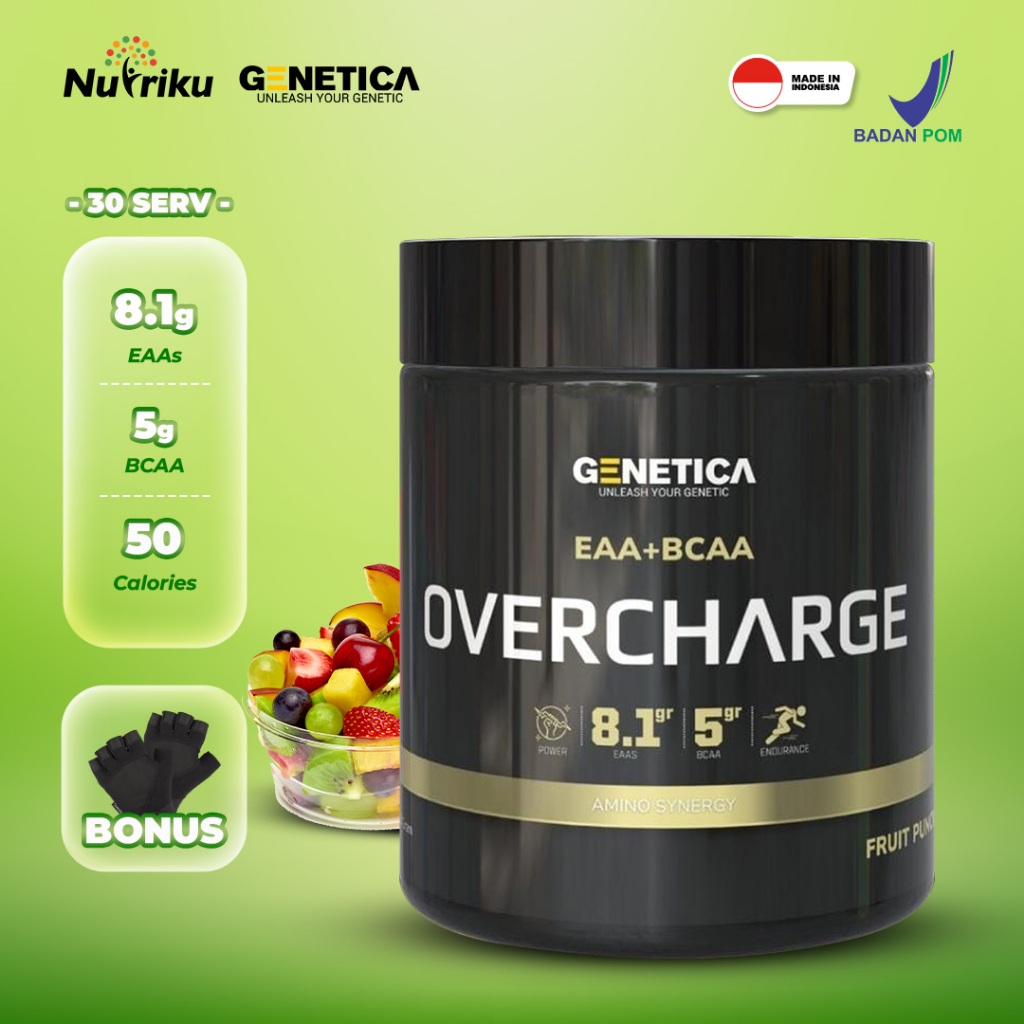 Jual Genetica Overcharge EAA + BCAA Amino Synergy 300 Gram 30 Serving ...