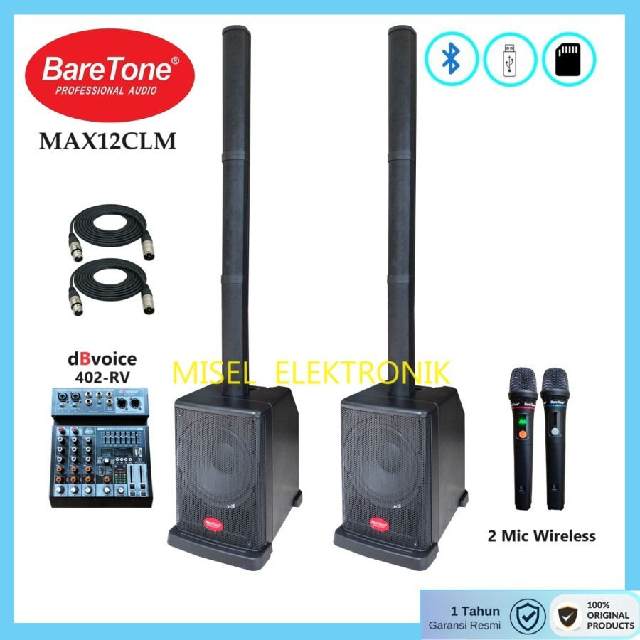 Jual Paket Soundsystem Speaker Coloumn 12 inch BareTone MAX12CLM Mixer ...