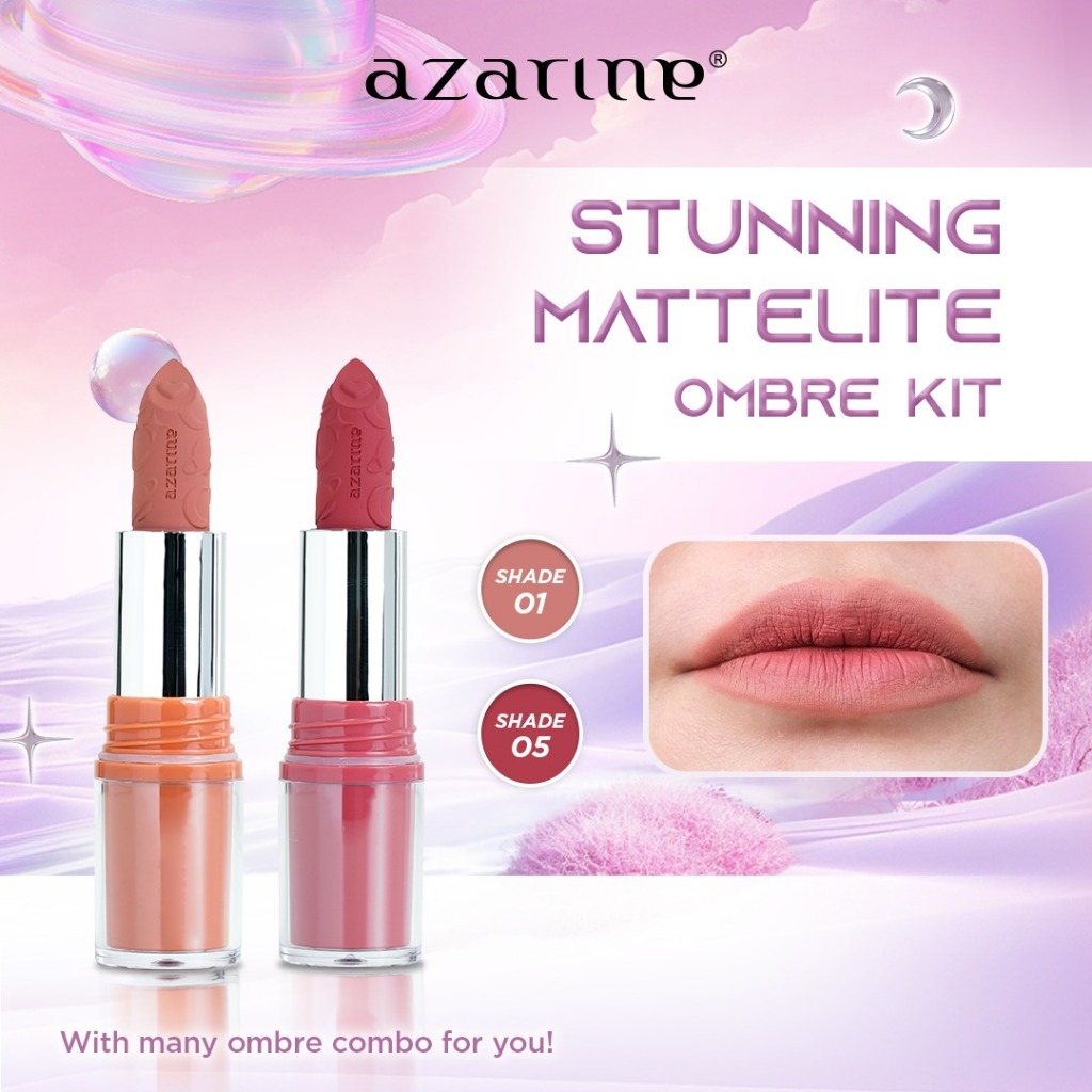 Jual Azarine Stunning Mattelite Ombre Kit [2 PCS] Lipstick Matte with ...