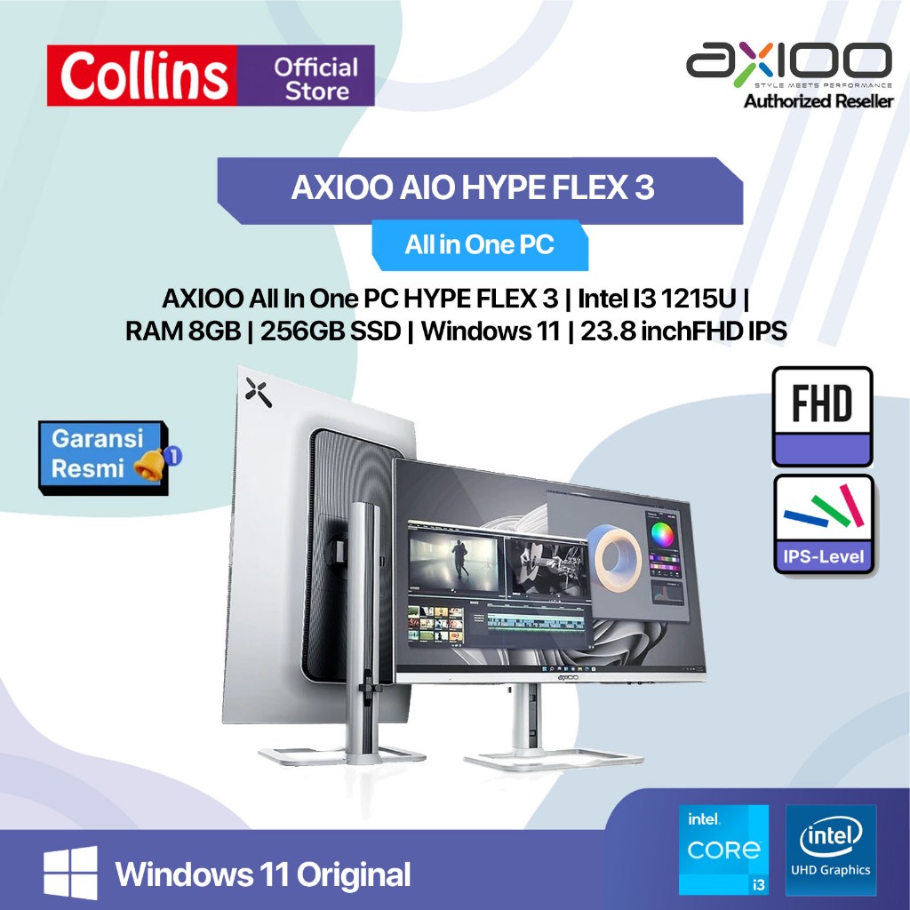 Jual AXIOO AIO HYPE FLEX 5 I5 1235U 16GB 512GB WINDOWS 11 ORIGINAL 23.8FHD IPS | Shopee Indonesia