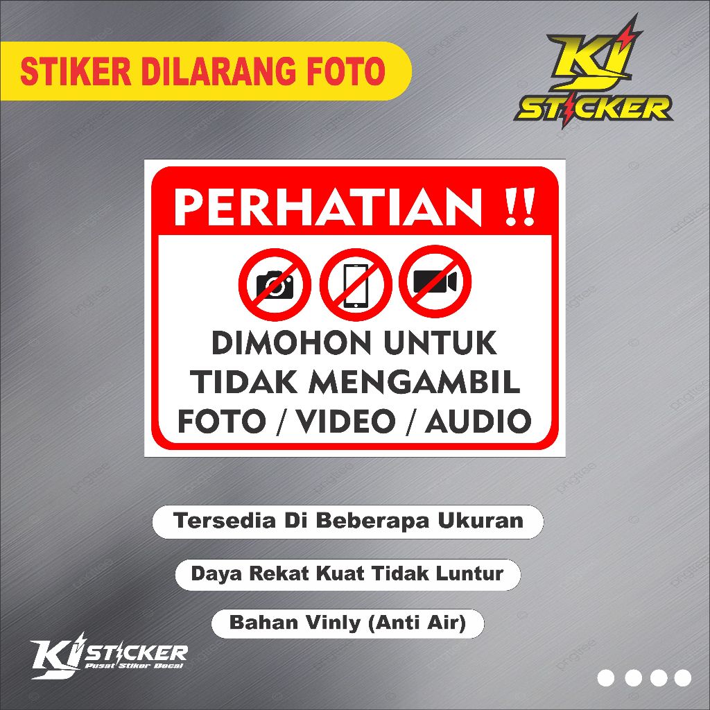 Jual Promo Sticker Dilarang Foto / Stiker Dilarang Merekam / Stiker ...