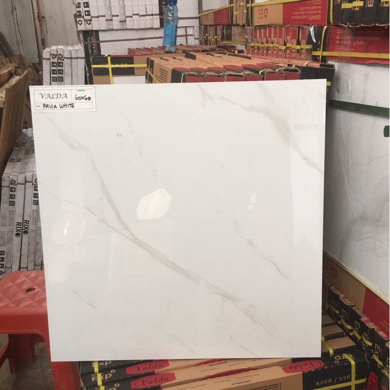 Jual granit 60x60 putih motif marmer glossy carara carrara kilap PAVIA kualitas 1 glass glazed ...