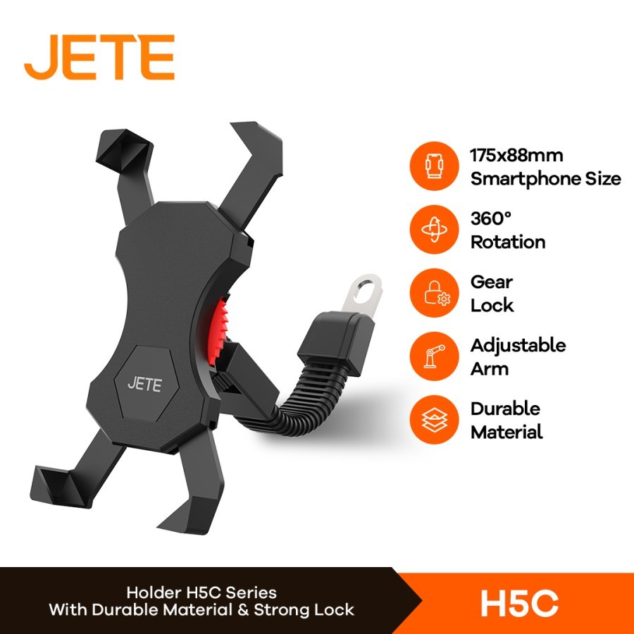 Jual JETE H5C Bike Phone Holder HP Stang Sepeda Motor Spion 360 Derajat | Shopee Indonesia