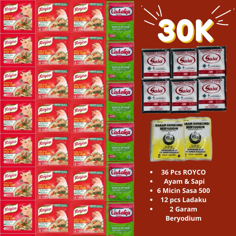 Jual Promo 36 Sachet Royko Ayam & Sapi, 12 Sachet Ladaku, 6 Micin Sasa ...
