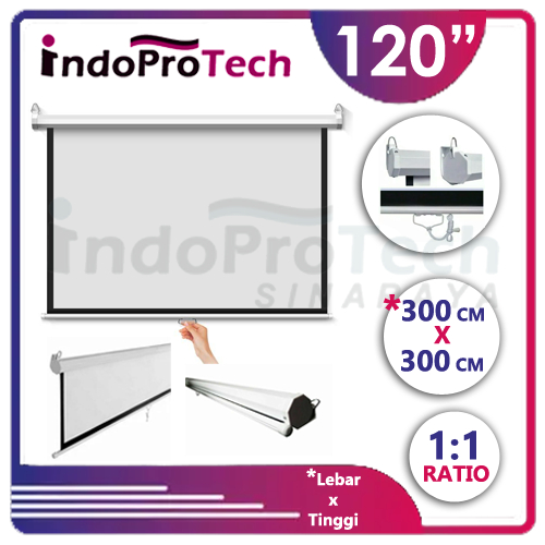 Jual Layar Proyektor Manual 120 inch Rasio 1:1 | Screen Projector ...