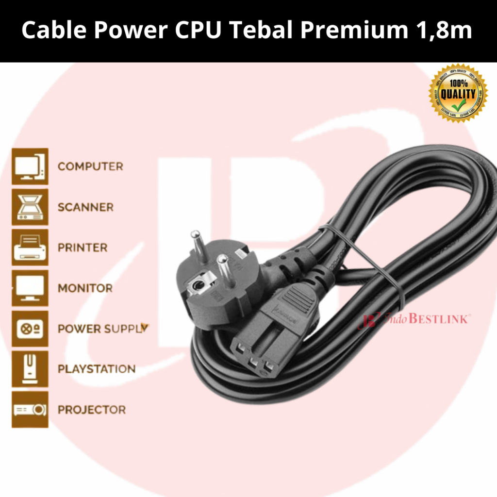 Jual KABEL POWER PREMIUM KOMPUTER 1.8m PC PSU CPU MONITOR dll TEBAL ...