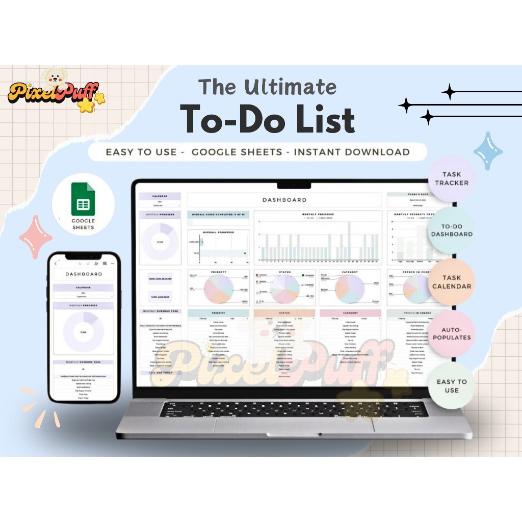 Jual Template To-Do List: Task Planner Digital untuk Google Sheets ...