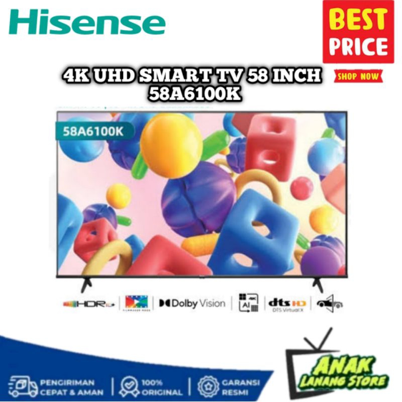 Jual HISENSE 58A6100K 58 INCH 4K UHD SMART TV GARANSI RESMI | Shopee ...