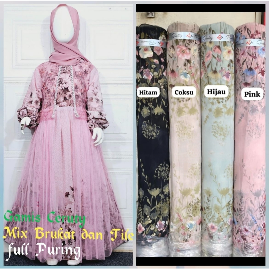 Jual Gamis Ceruty Babydoll Motif Bunga Etnic Model Terbaru 2025 Untuk ...