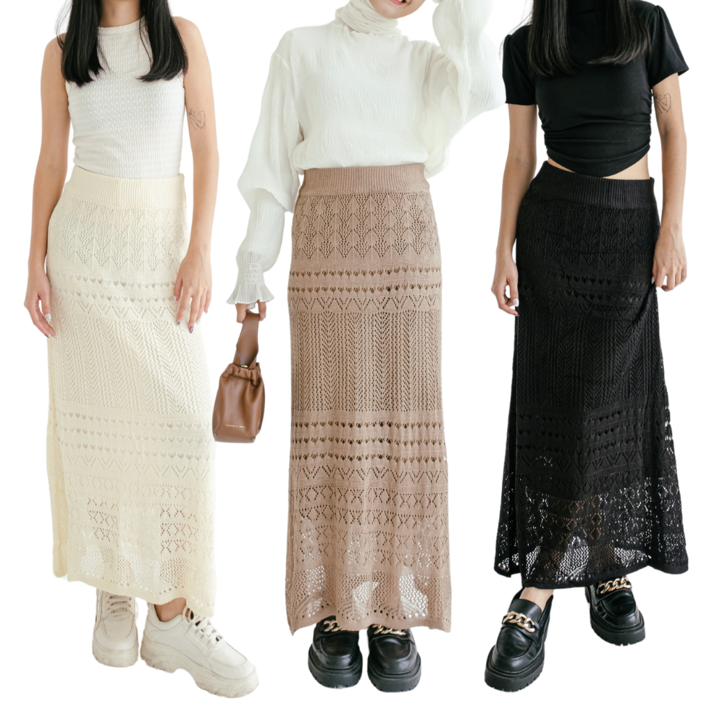 Jual CWJ ORION LONG SKIRT / Rok Wanita / Rok Rajut / Knit Skirt / Rok ...