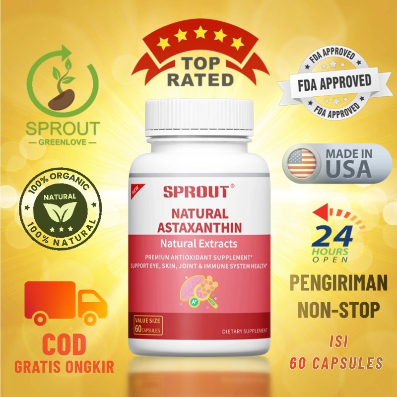 Jual Suplemen Astaxanthin Alami SPROUT, Antioksidan Premium, Kesehatan ...