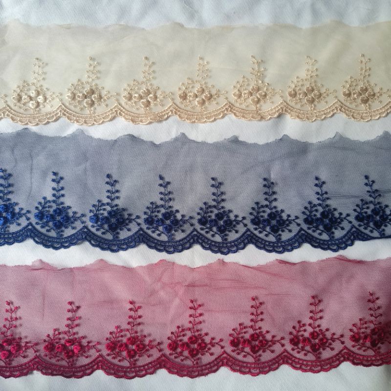 Jual Renda tile, renda tulle isi 15 yard | Shopee Indonesia