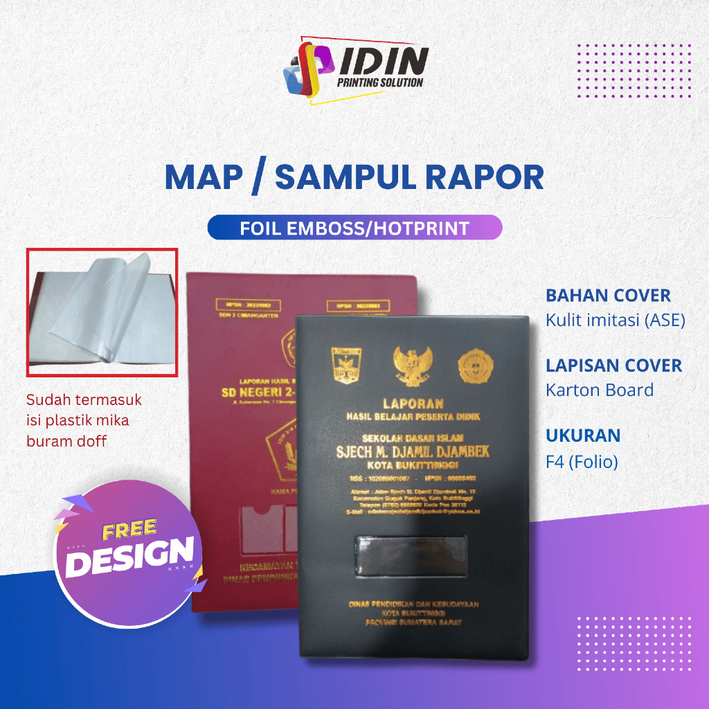 Jual Sampul Raport Rapor K13 F4 Isi 20 Foil Embos Hotprint Custom Free ...