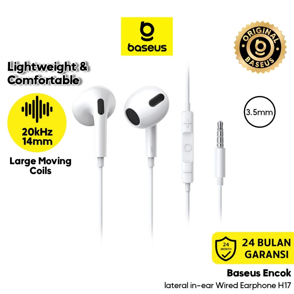 Jual Baseus Headset Kabel H17 Audio Jack 3.5mm Encok Earphone Bass ...