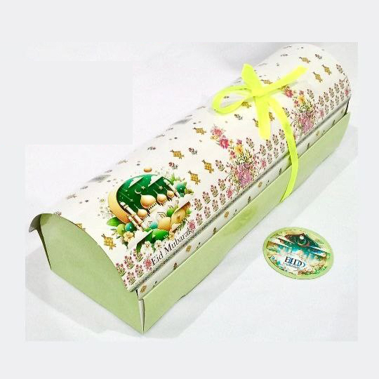 Jual ( 10pcs ) Box bolu gulung motif lebaran idul fitri 25x10x9 cm dus ...