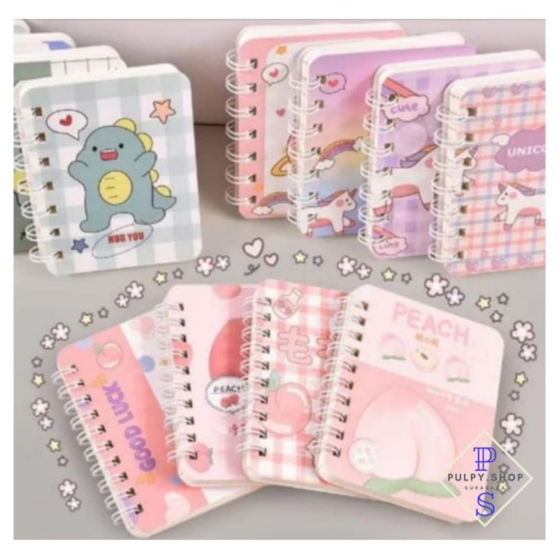 Jual Buku Kecil Catatan Kartun Memo A7 80 Lembar Notebook Ring Motif ...