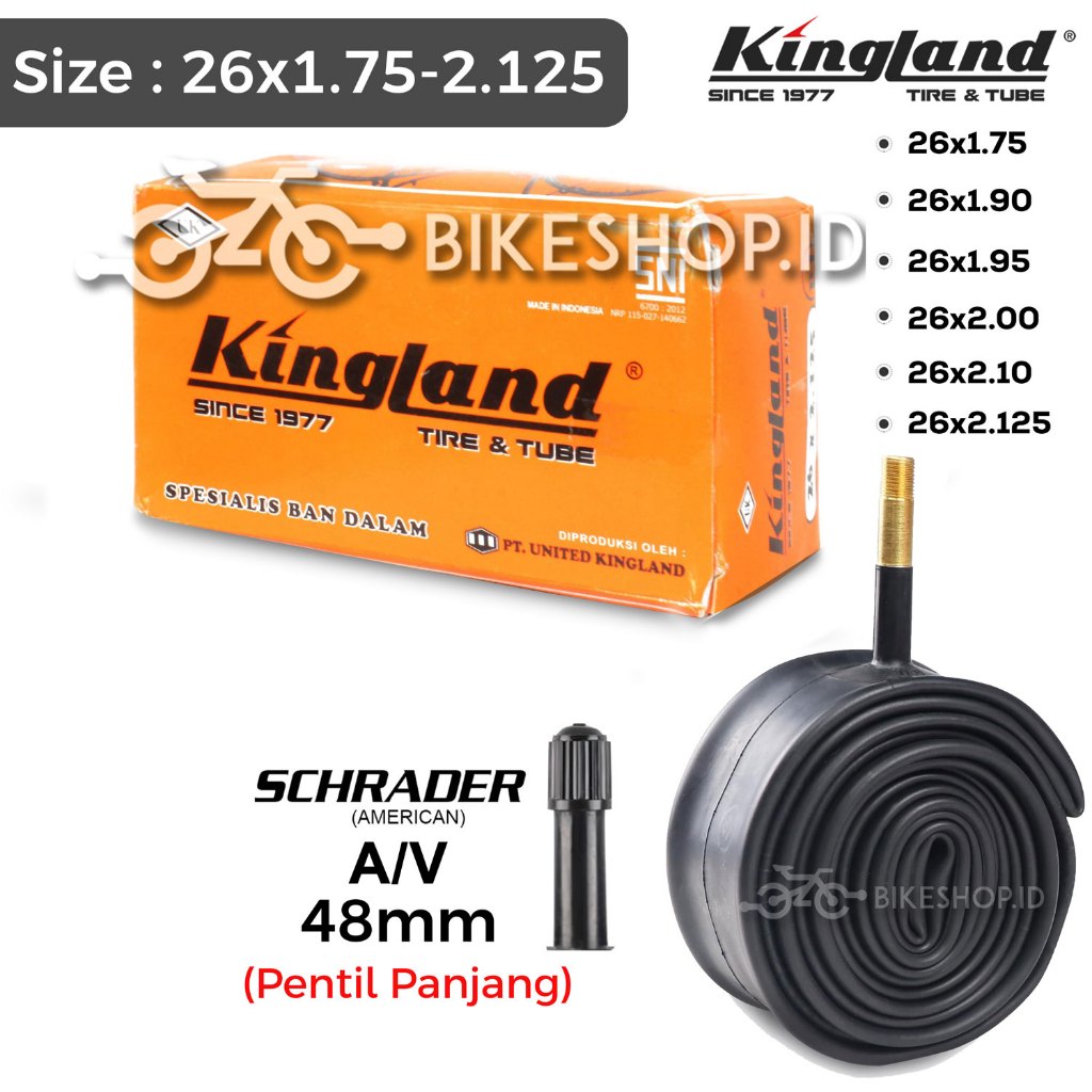 Jual Ban Dalam 26 x 2.125 /1.75 /1.90 /1.95 /2.00 /2.10 AV Pentil Panjang KINGLAND 48mm MTB ...