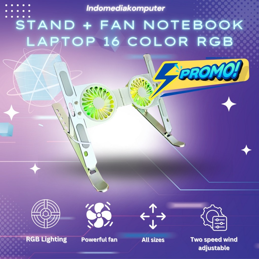Jual Laptop Stand With Cooling Fan Notebook Fan Laptop 16 Colour RGB ...