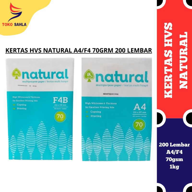 Jual Kertas HVS natural 200 lembar 1kg A4/F4 70grm / kertas fotocopy murah berkualitas | Shopee ...