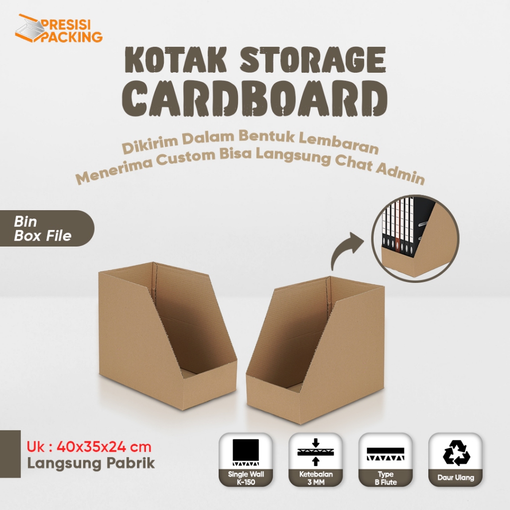 Jual Kardus Model Bin Box File Ukuran 40x35x24 Partisi Rak Barang Bahan ...
