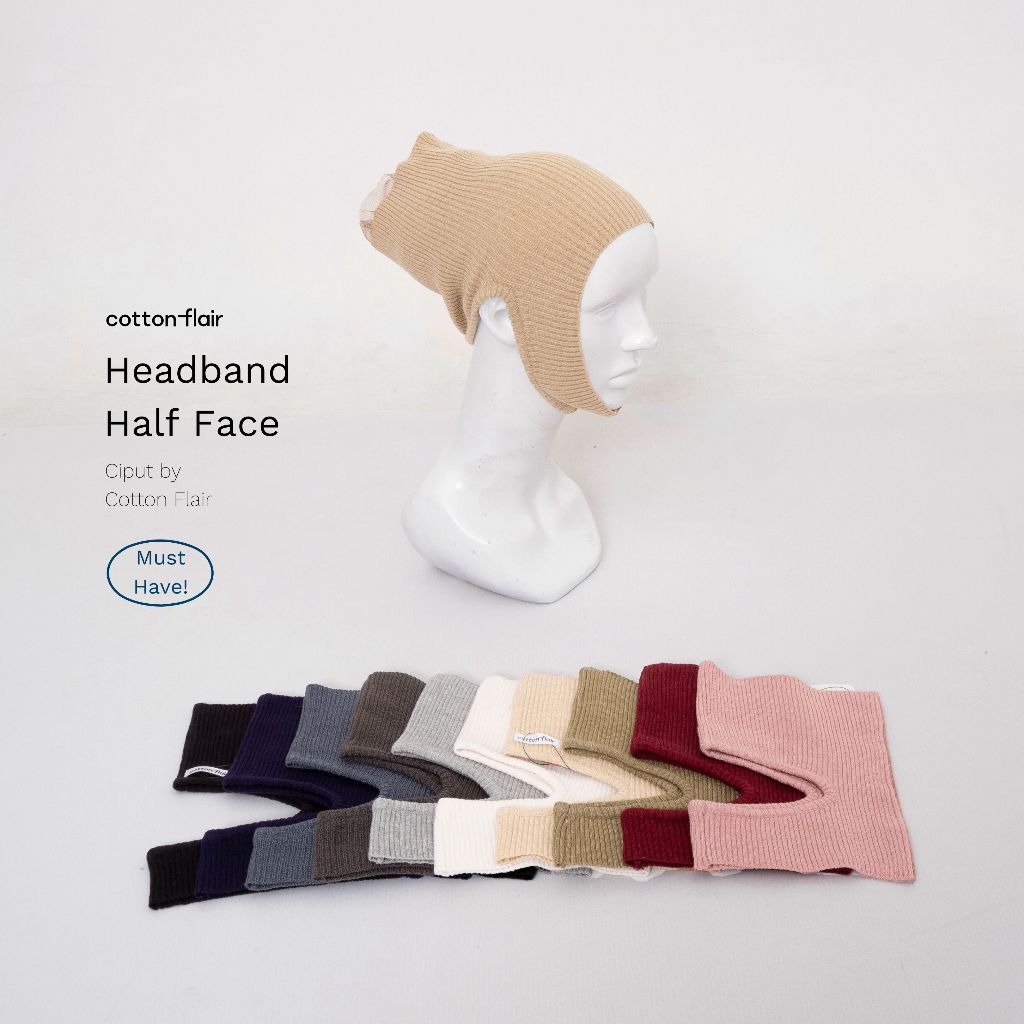 Jual Headband Half Face by Cotton Flair | Ciput Semi Ninja Rajut ...