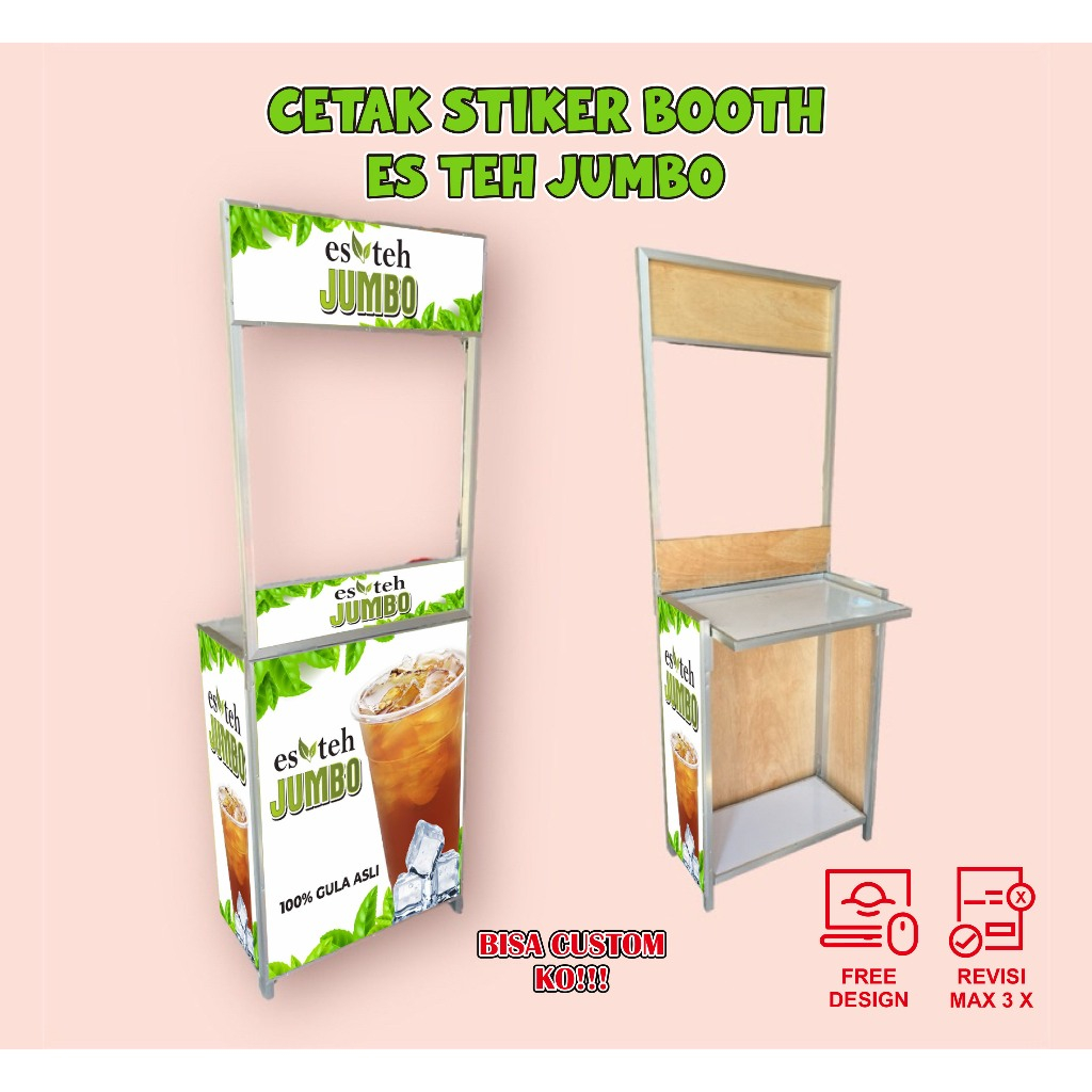 Jual Cetak Stiker Booth Stiker Gerobak Es Teh Jumbo Custom Free Desain ...