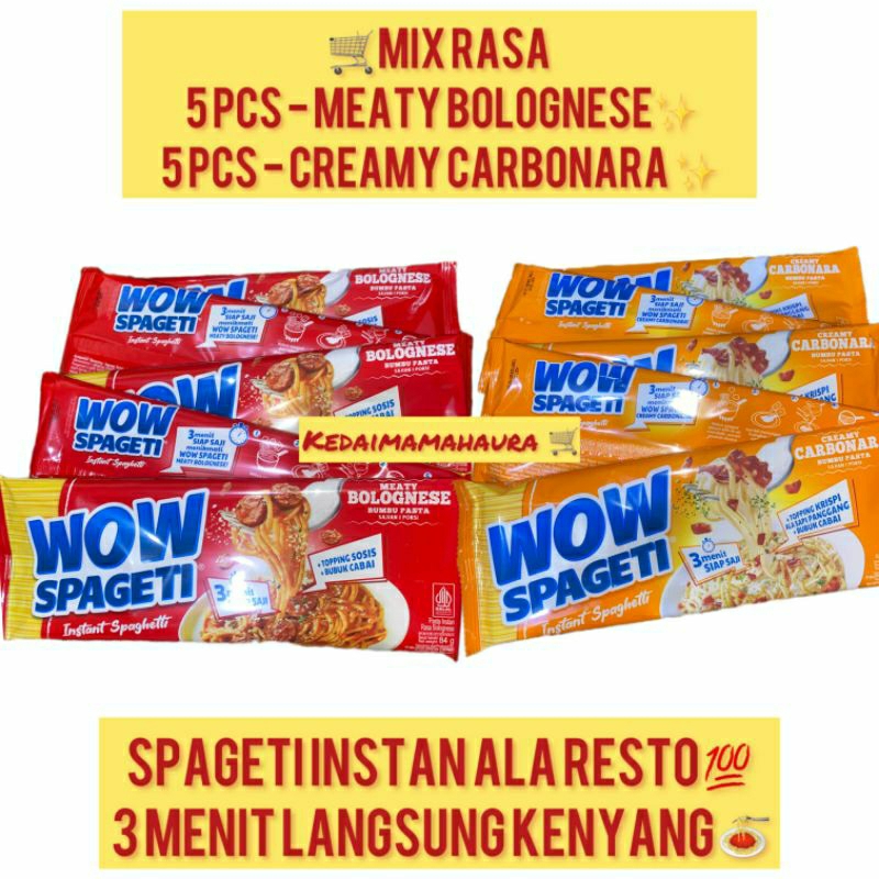 Jual pasta (10 pcs ) wow spageti meaty bolognese dan wow spageti creamy carbonara ,AGLIO exp ...