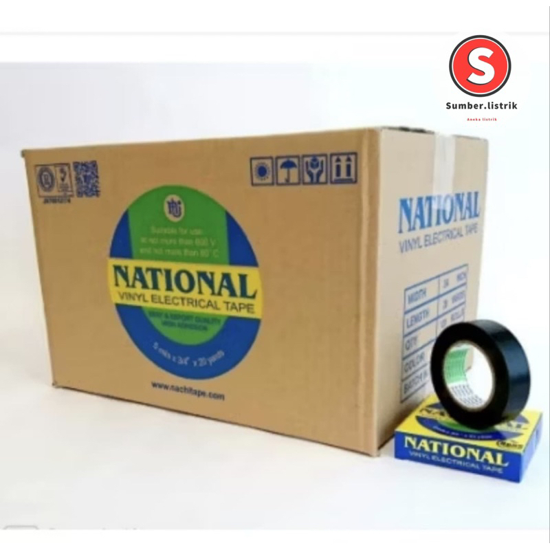 Jual (Dus) National PVC Electrical Tape Isolasi Listrik 19mm x 20yard ...