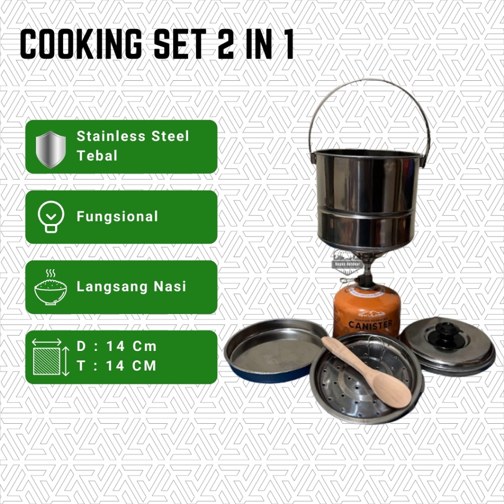 Jual Cooking Set Langseng & Dandang Nasi Portable untuk Camping dan ...
