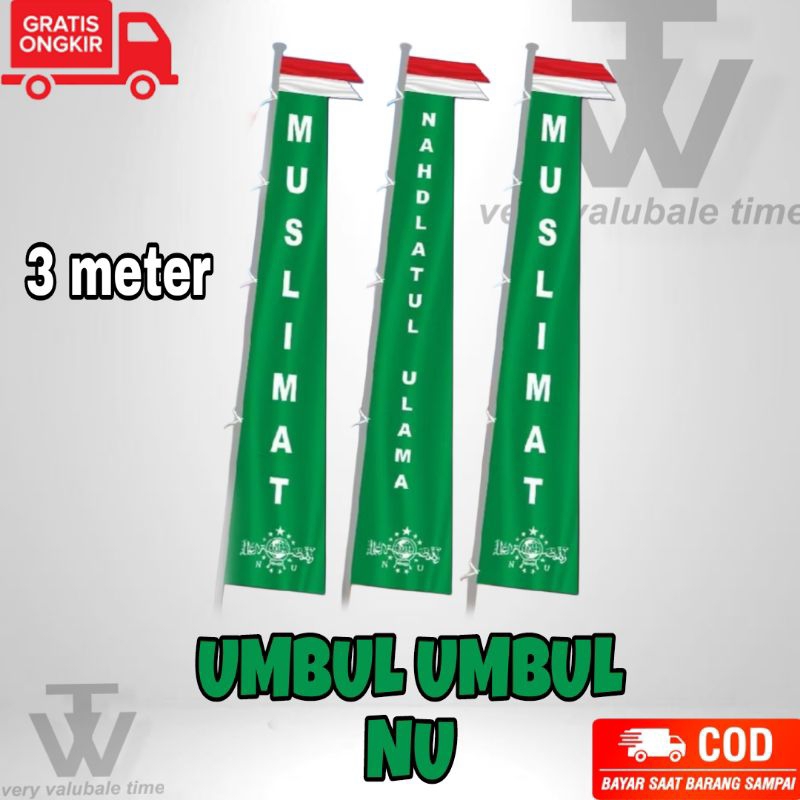 Jual Umbul Umbul NU 3 Meter/Umbul Umbul Nadhatul Ulama/Umbul Umbul ...
