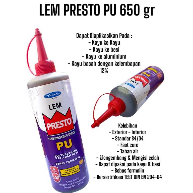 Jual PRESTO Lem Besi dan Kayu PU POLYURETHANE 650 gr | Shopee Indonesia