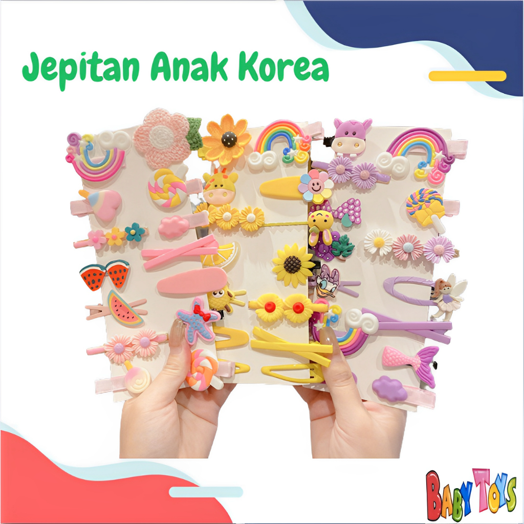 Jual BabyToys Jepitan Rambut Anak Korea Jepit Rambut Bayi Set Isi 14 ...