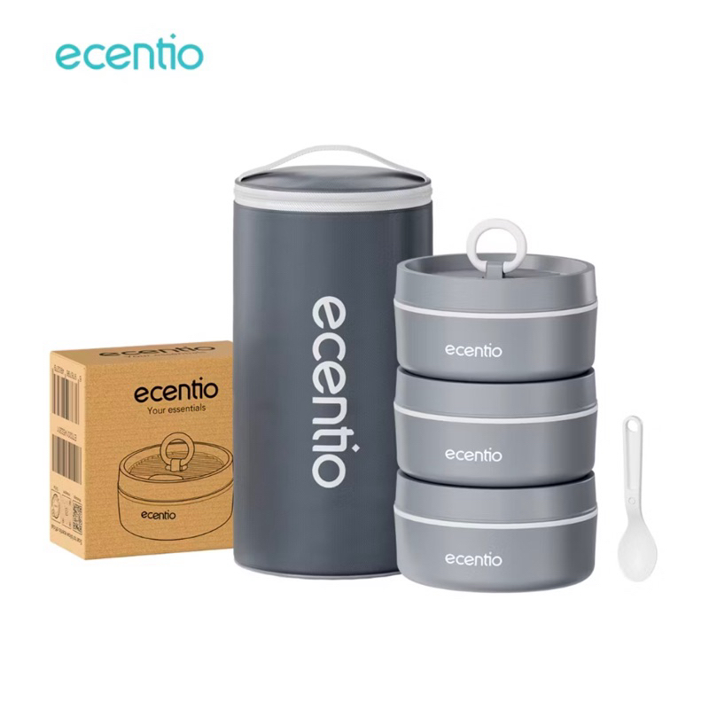 Jual ECENTIO lunch box tas set 3pcs Kotak Makan Tumpuk Ala Rantang anti ...