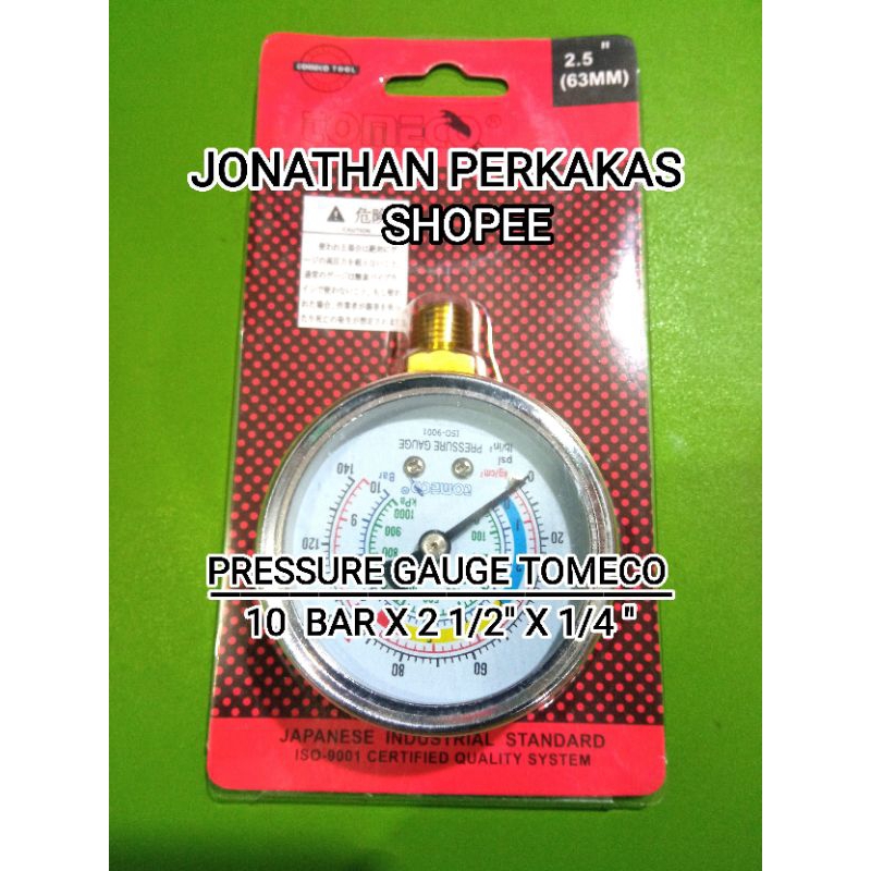 Jual Jonathan Perkakas Shopee Pressure Gauge Tomeco 10 Bar x 2.5" (63MM ...