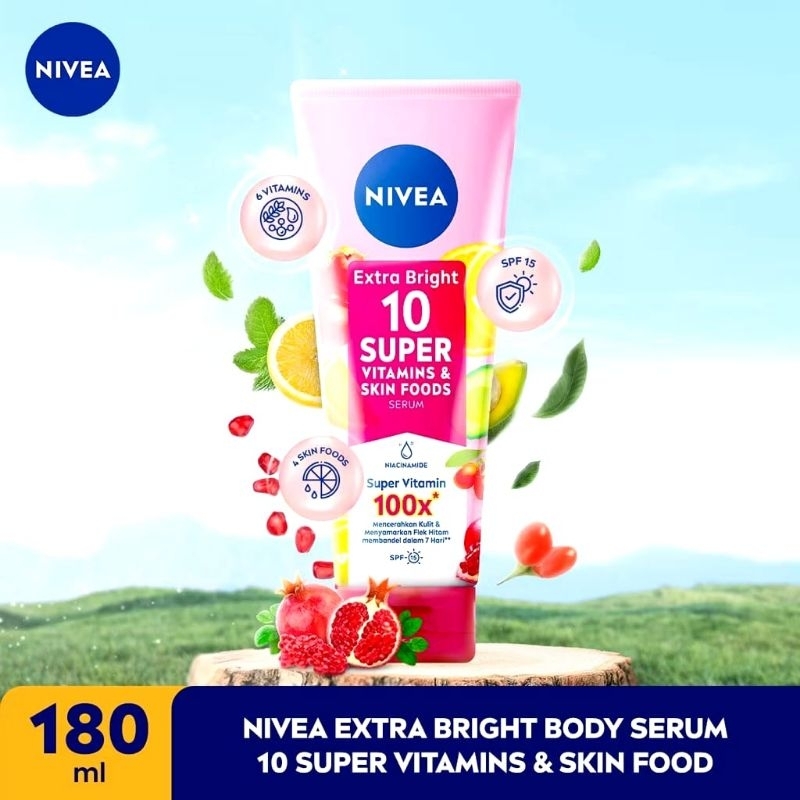 Jual HAND AND BODY NIVEA extra bright 10 super vitamin & skin foods serum | Lotian Nivea Buah ...