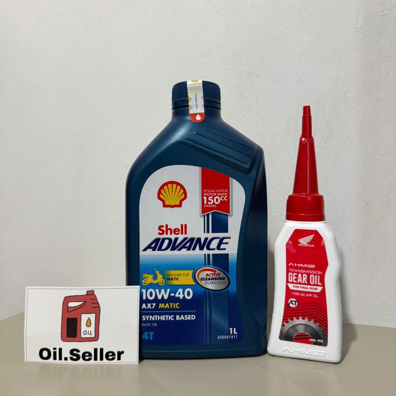 Jual Paket Oli Mesin Shell Advance AX7 Scooter Matic 10W/40 4T 1 Liter dan GEAR 120ml | Shopee ...