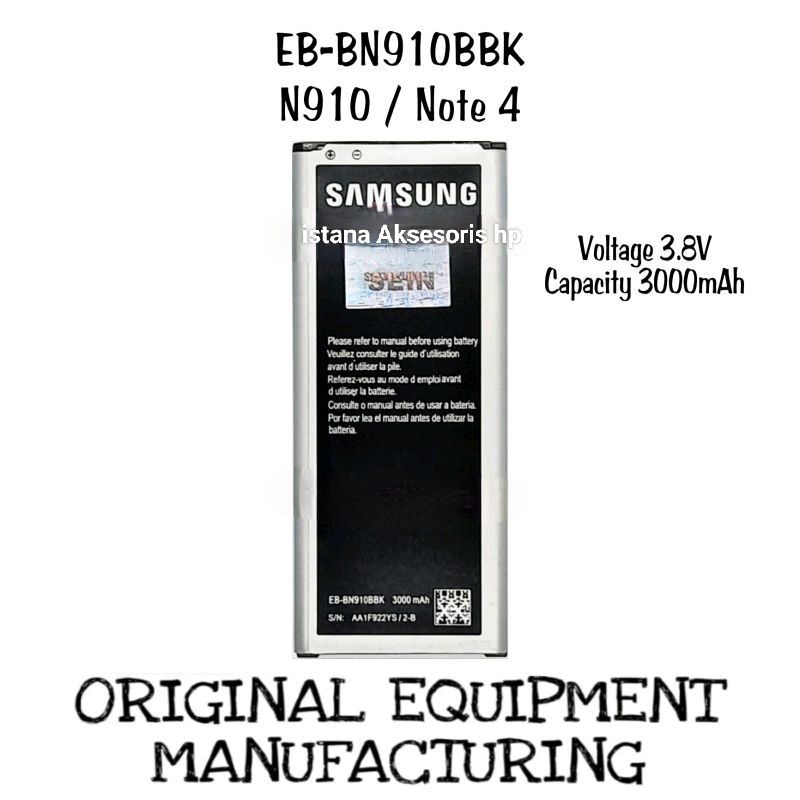 Jual Baterai Battery Original Samsung Galaxy Note 4 EB-BN910 100% Battery Samsung | Shopee Indonesia