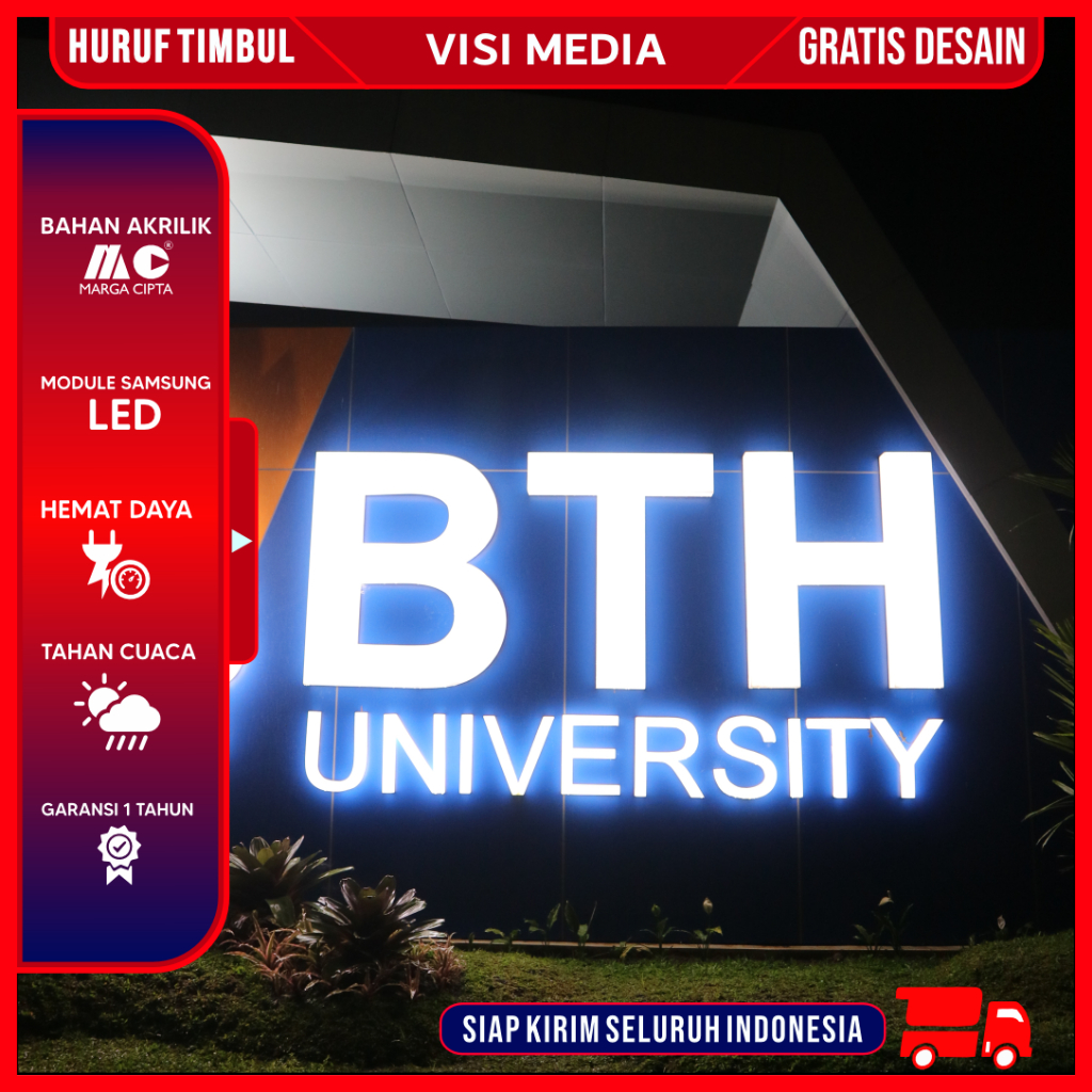 Jual HURUF TIMBUL CUSTOM HURUF TIMBUL AKRILIK LED LAMPU MENYALA LETTER ...