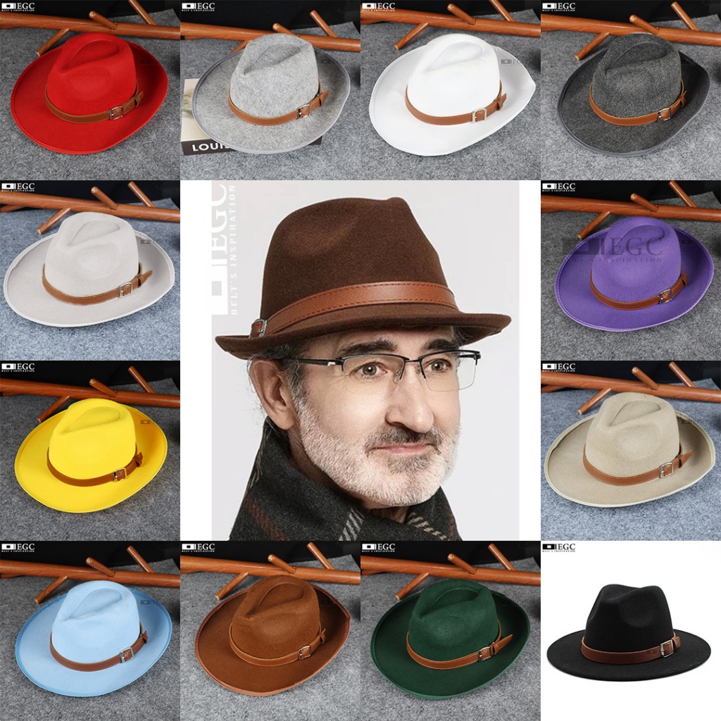 Jual Terbaru ! Topi Koboy Fedora Model Tali Gesper Kulit High Class ...