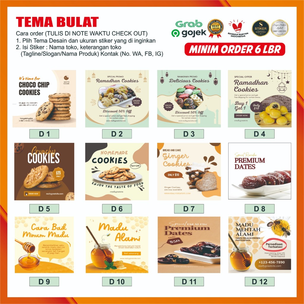 Jual cetak stiker kue cetak stiker toples cetak stiker makanan stiker ...
