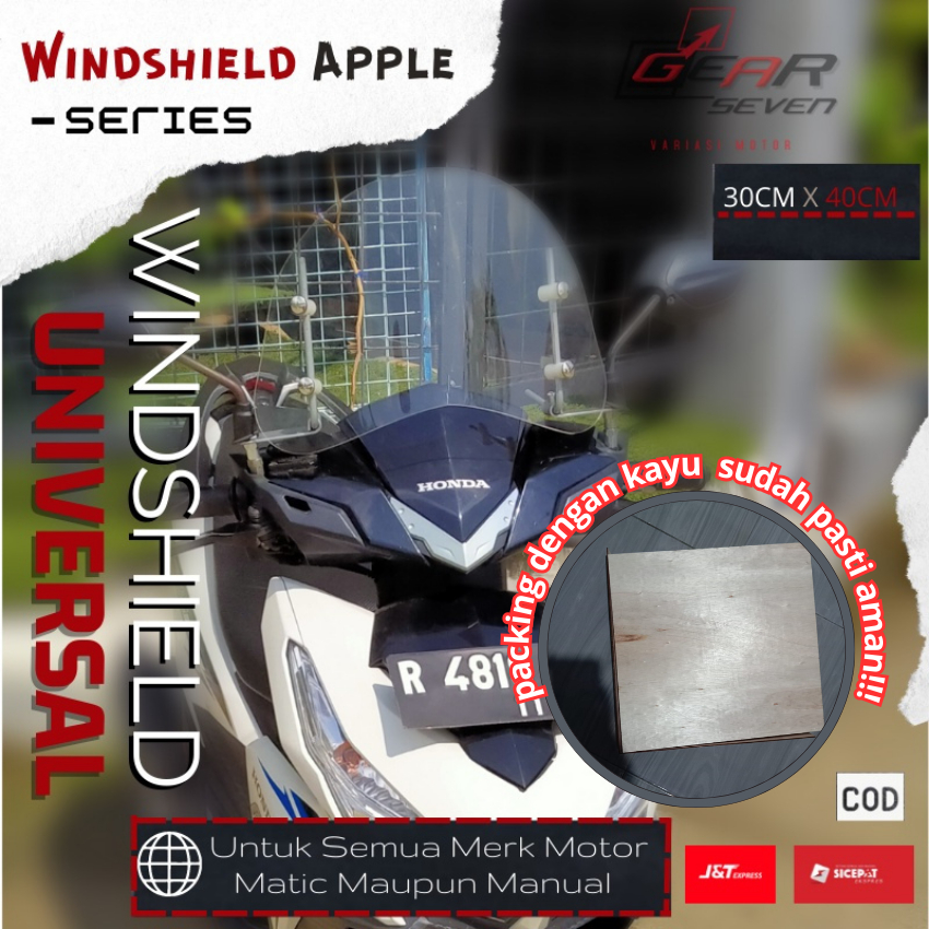 Jual Windshield Motor Universal Apple ukuran 30cm x 40cm Visor Tameng ...