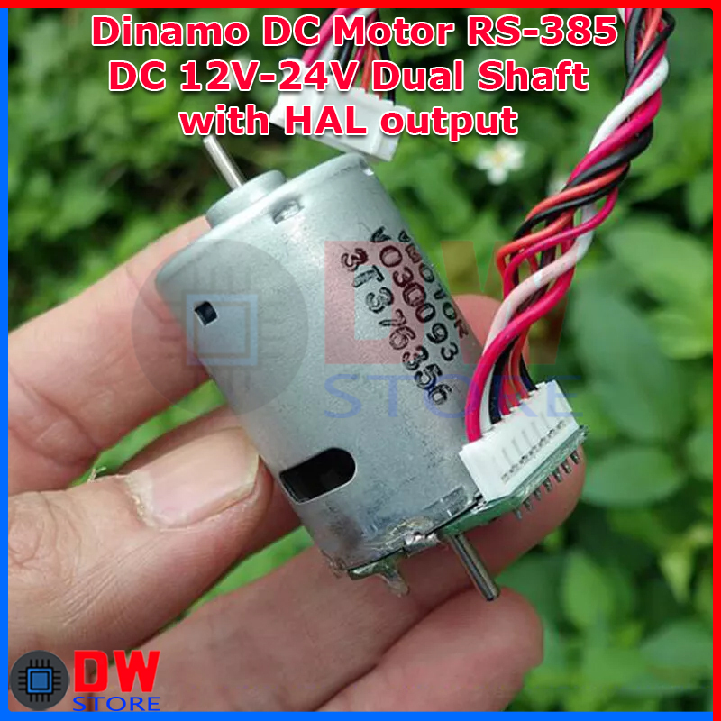 Jual DIY Dinamo DC Motor RS385 RS 385 12V-24V High Speed High Torque Dual Shaft with HAL PCB ...
