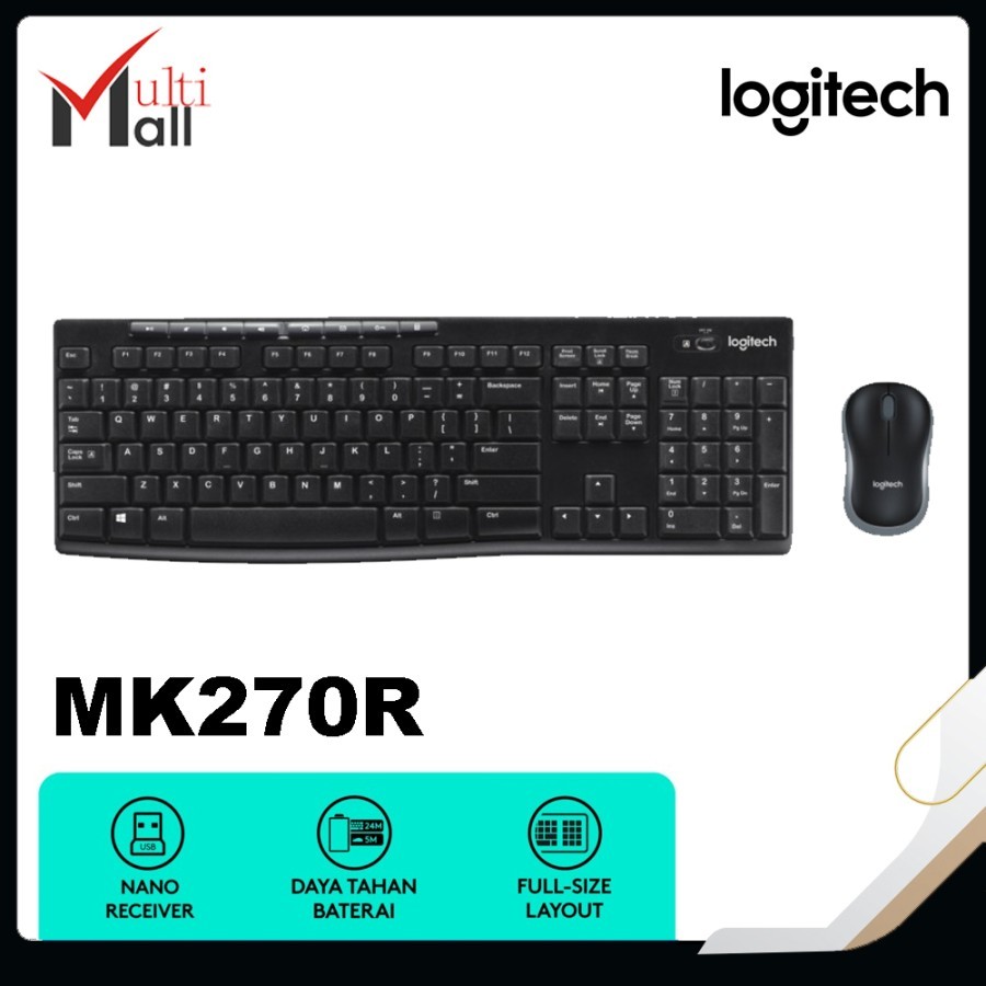 Jual Logitech Wireless MK270R Keyboard Mouse Combo MK 270 R MK-270R ...