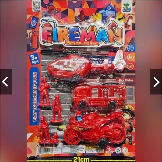 Jual FireMan OCT 5342 Mainan Anak Miniatur Set Helikopter Mobil Motor ...