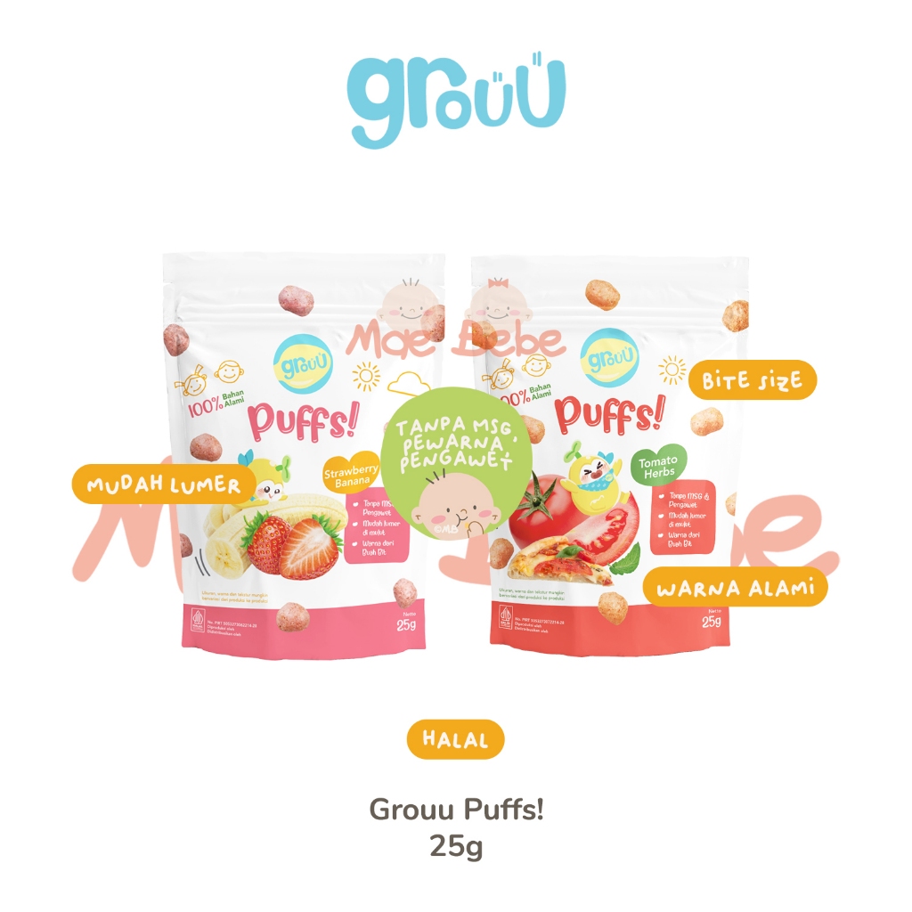 Jual Grouu Puffs! Snack Cemilan Anak Bayi 8M+ Bite Size Mudah Lumer ...