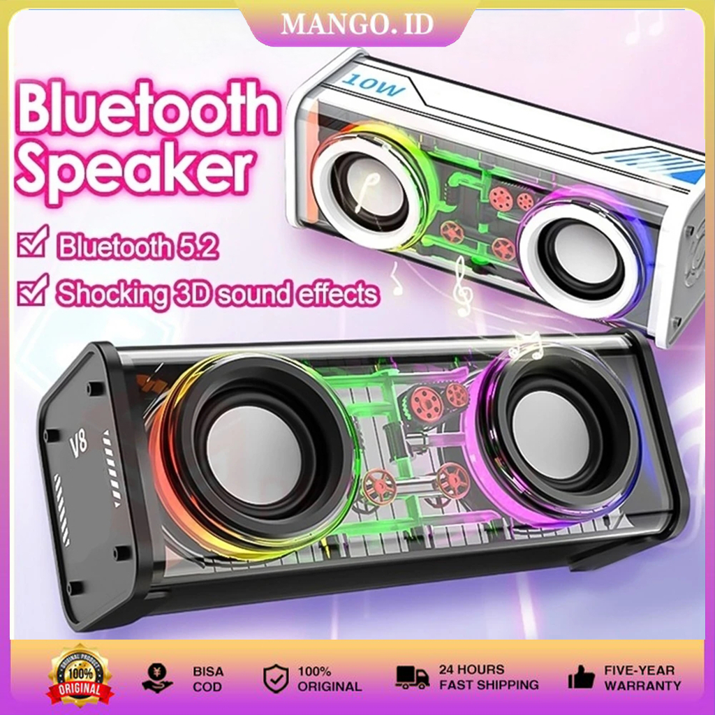 Jual speaker bluetooth subwoofer meriam baja kecil transparan audio portabel nirkabel 13w mecha ...
