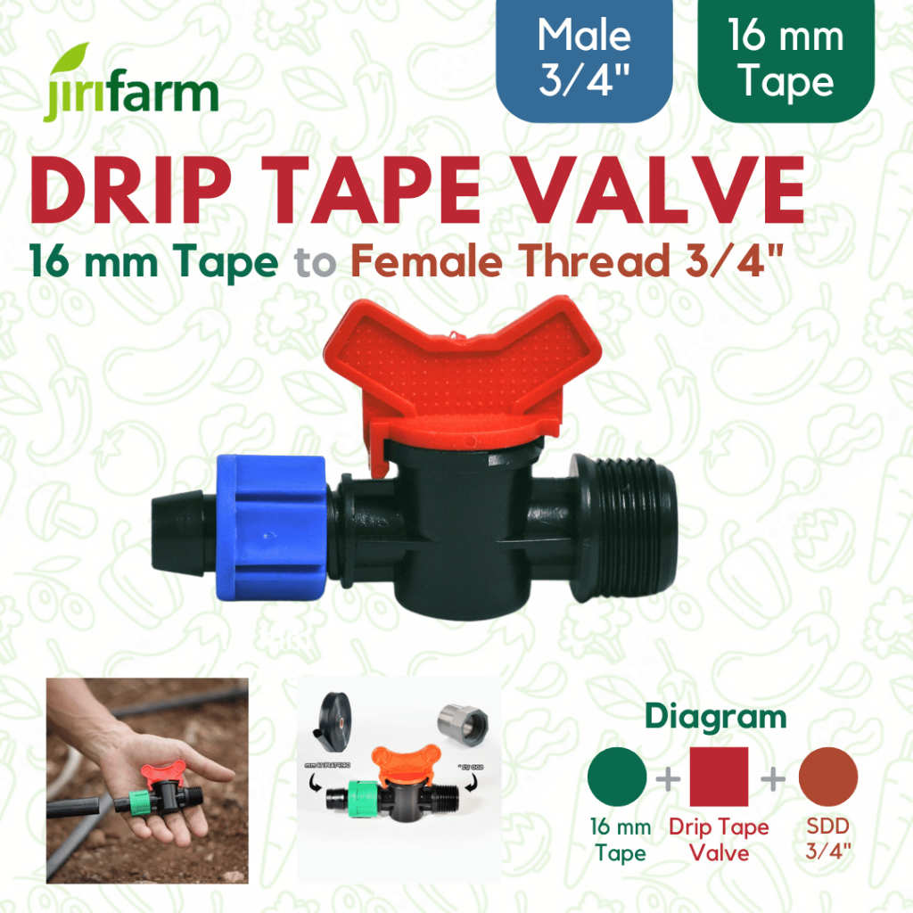 Jual JIRIFARM - Drip Tape Valve 16mm - Tape to Male Thread, 16mm x 3/4 ...