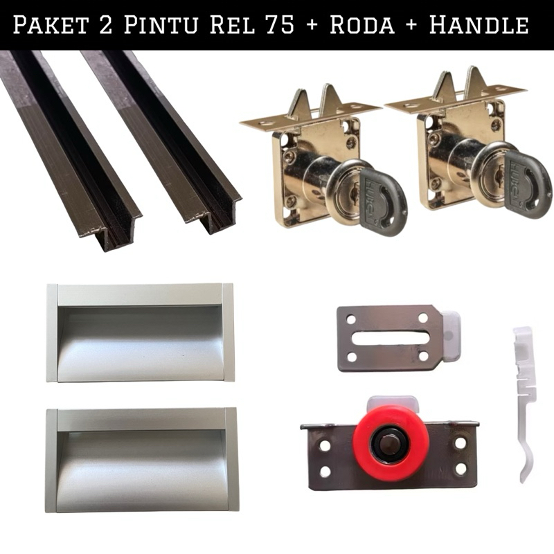 Jual Set Lemari Sliding Model Tanam 75 2 Pintu Rel Lemari Geser Lengkap ...